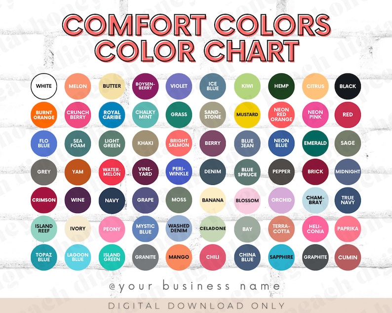 Editable Comfort Colors 1717 Size Chart Bundle Comfort Colors - Etsy