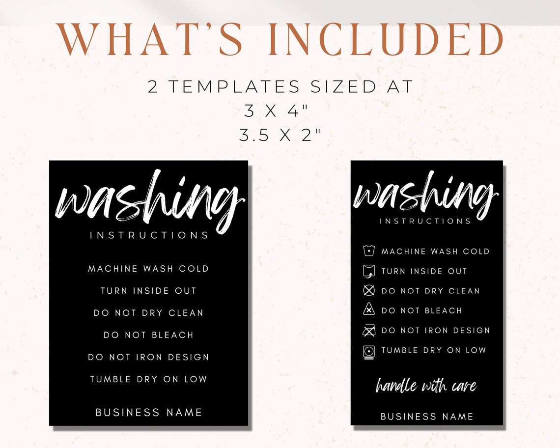 Editable Washing Instructions Card Template Printable - Etsy
