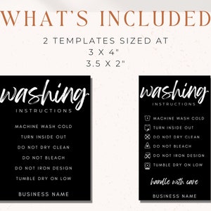 Editable Washing Instructions Card Template, Printable Clothing Care ...