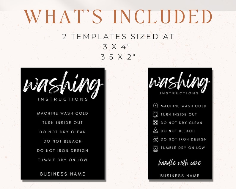 Editable Washing Instructions Card Template Printable - Etsy