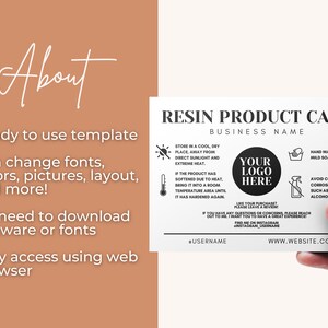 Resin Care Card Template, Resin Guide Canva Template, Simple Resin Card ...