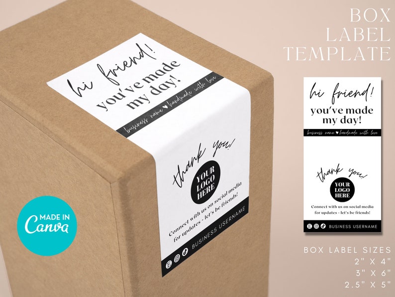 Editable Box Label Template Box Seal Label Custom Branding - Etsy