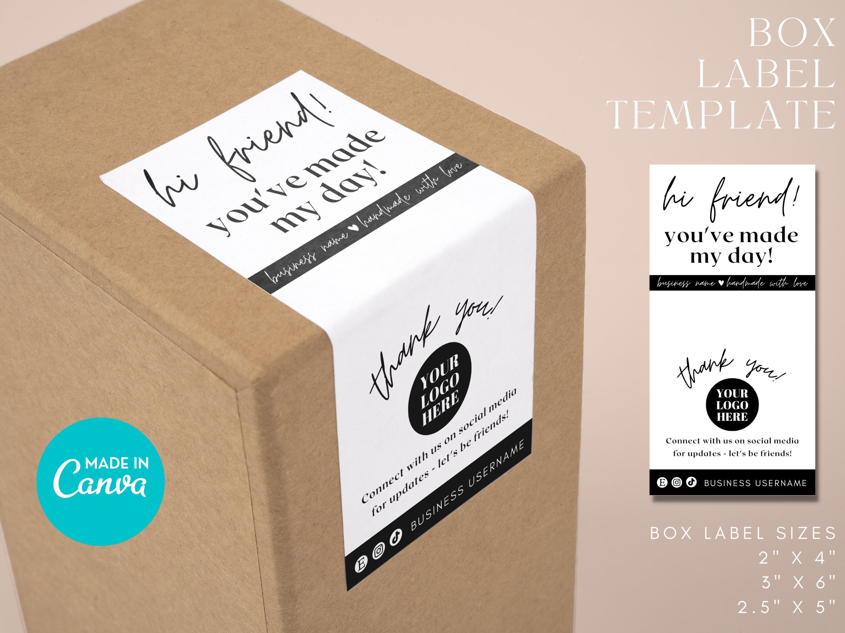 Editable Box Label Template Box Seal Label Custom Branding Etsy