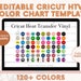 Editable Cricut HTV Color Chart Template, Vinyl Colors Mockup, Vinyl ...