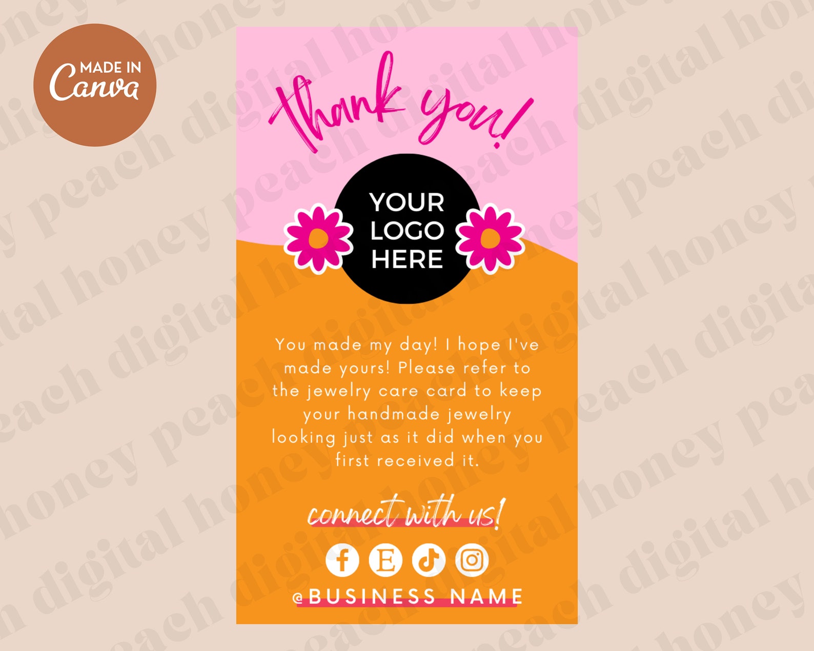 Editable Earring Display Card Template, Retro Earring Tag Template ...