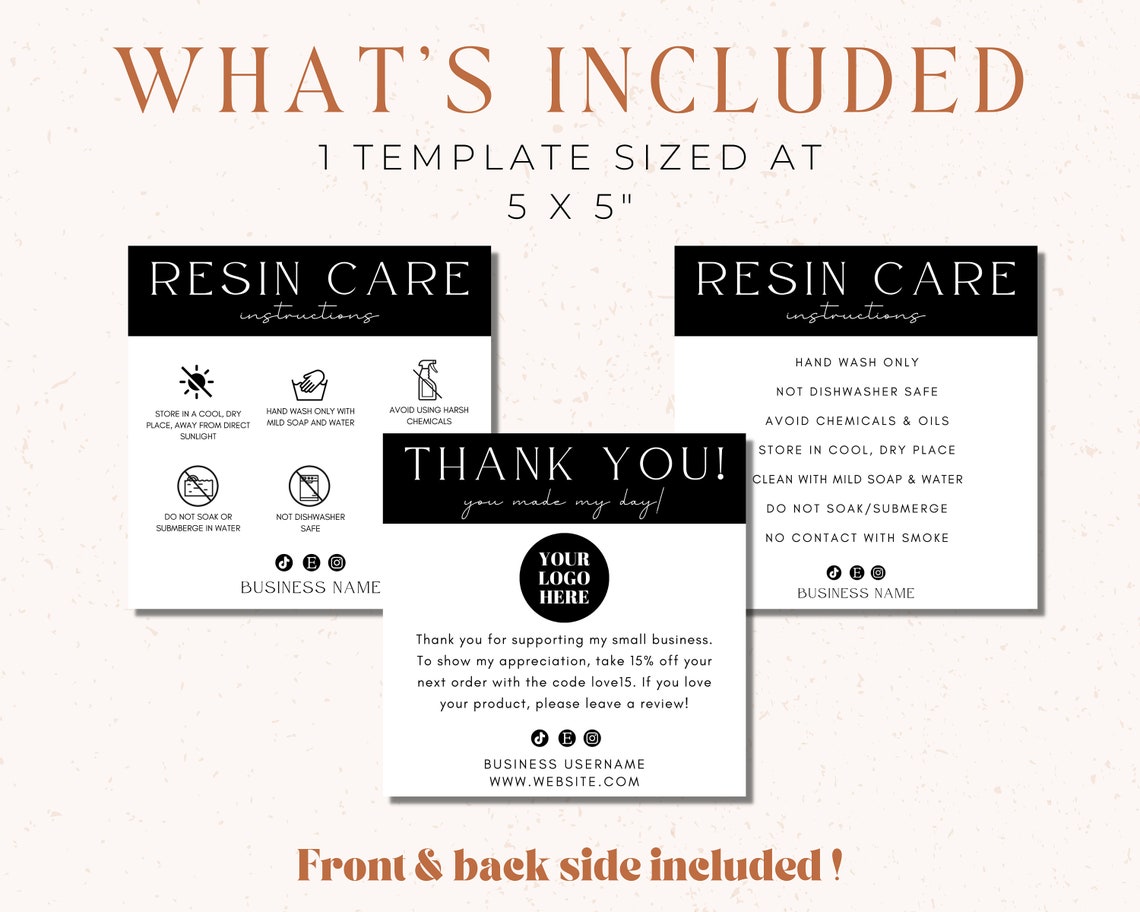 Editable Resin Care Card Template Resin Guide Canva Template | Etsy