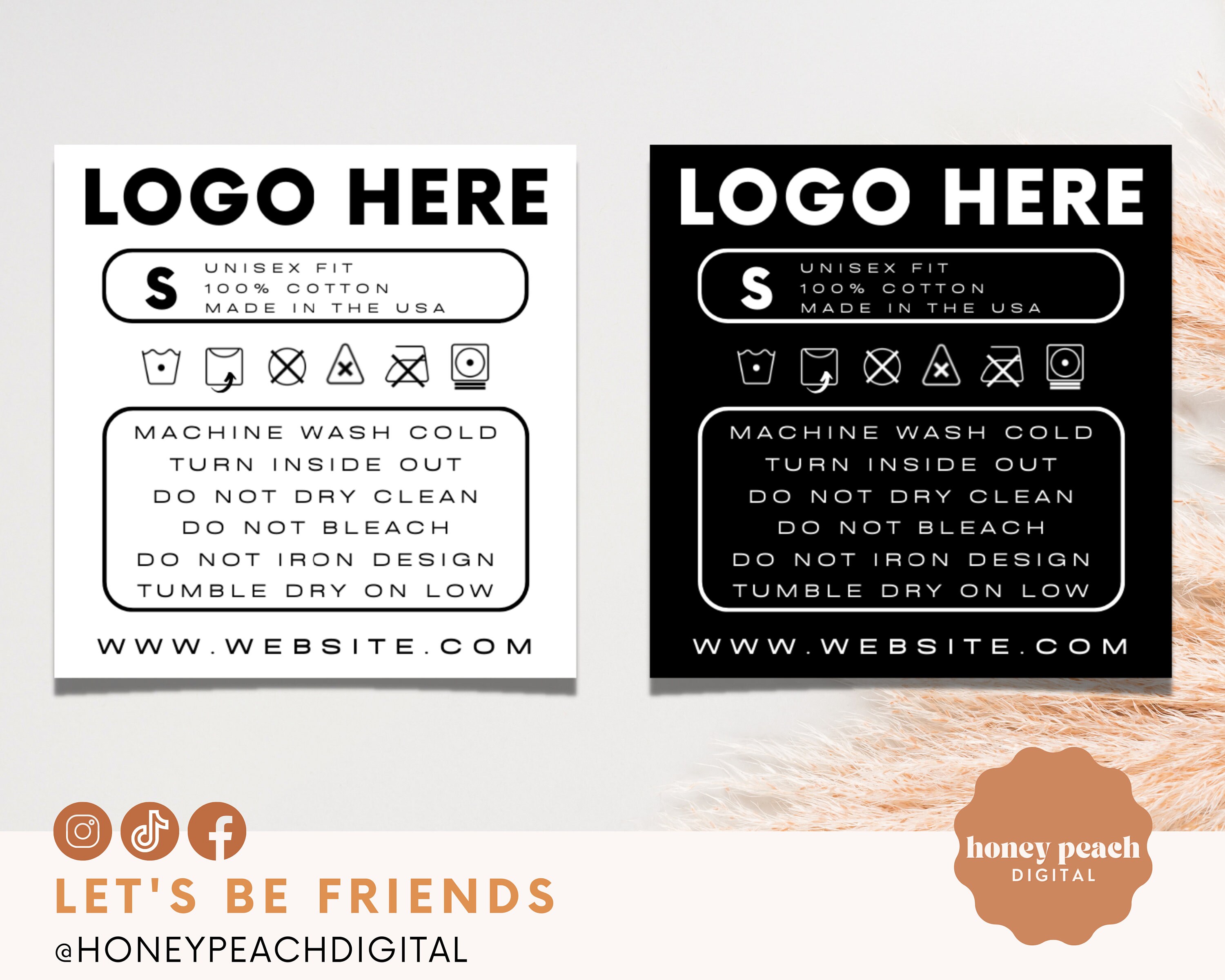 Clothing Tag Template DIY Tshirt Neck Label Tags Custom - Etsy