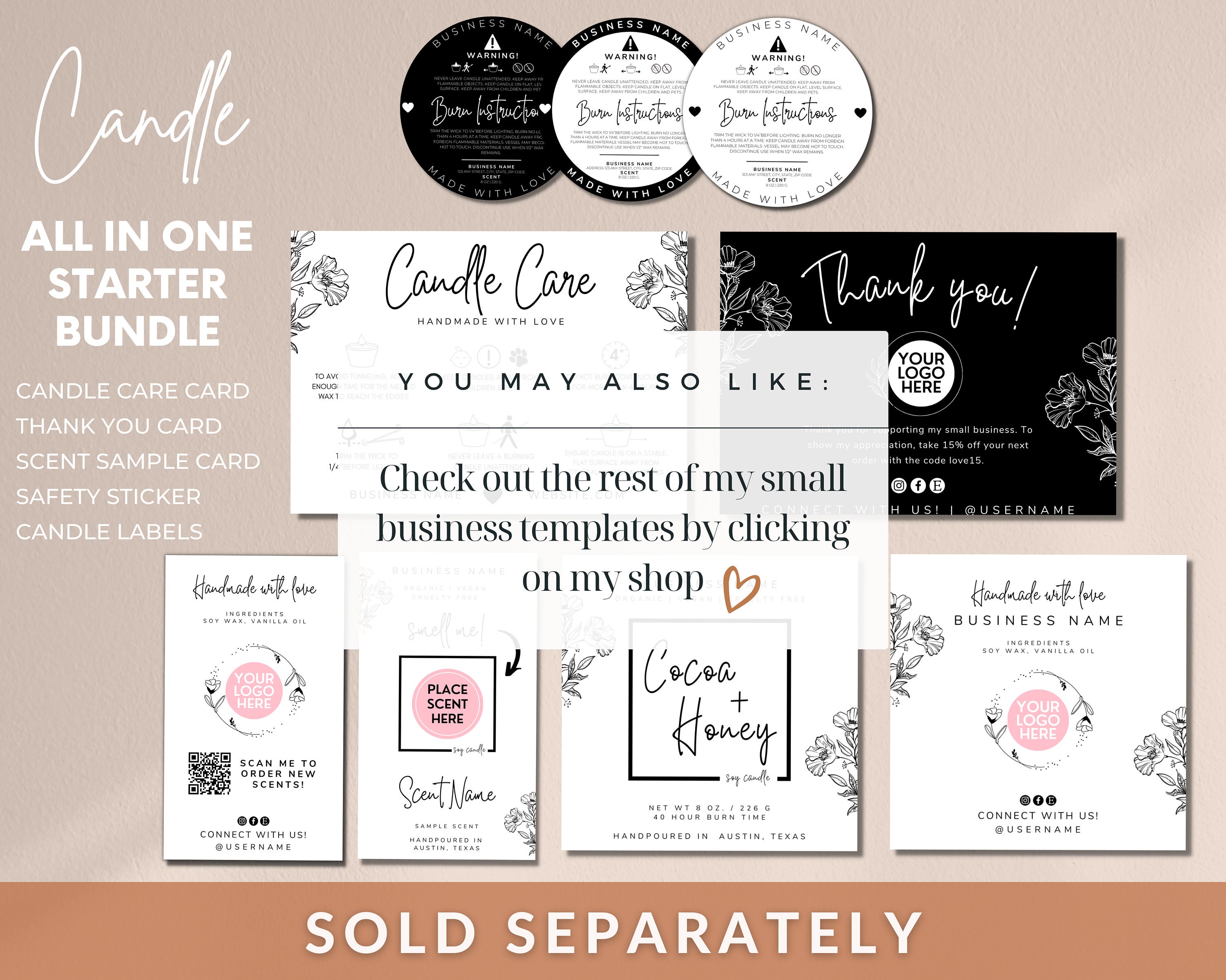 Editable Candle Sample Card Template Wax Melt Label Template - Etsy Canada