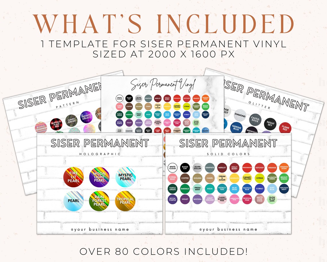 Editable Siser Permanent Vinyl Color Chart Vinyl Colors - Etsy