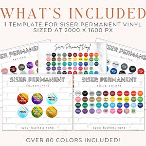 Editable Siser Permanent Vinyl Color Chart, Vinyl Colors Mockup, Siser ...
