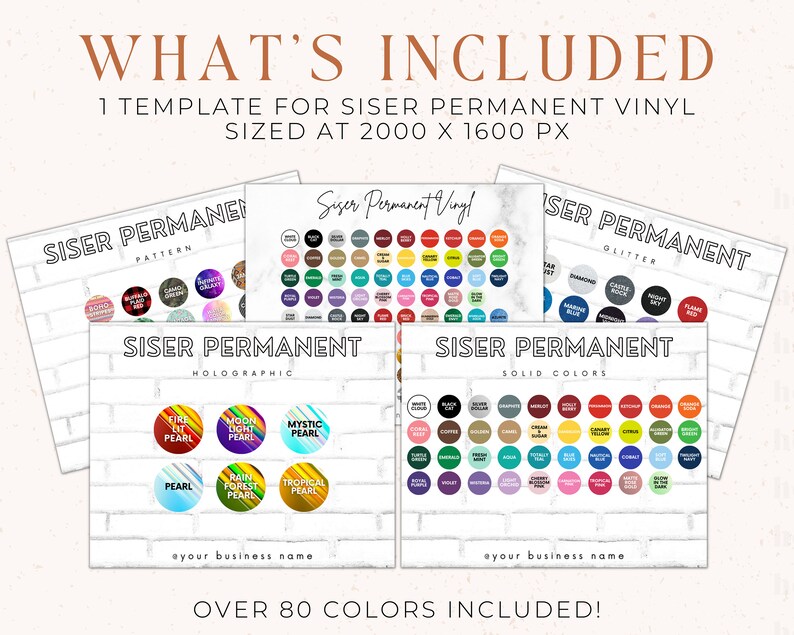 Editable Siser Permanent Vinyl Color Chart Vinyl Colors - Etsy