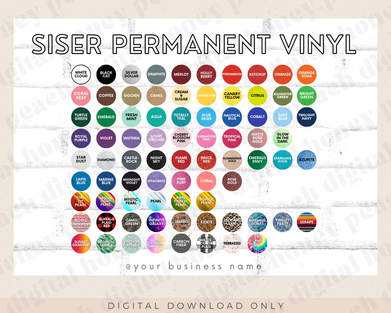 Editable Siser Vinyl Color Chart BUNDLE Siser Color Chart - Etsy UK
