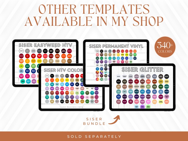 Editable Permanent Vinyl Color Chart Template BUNDLE - Etsy