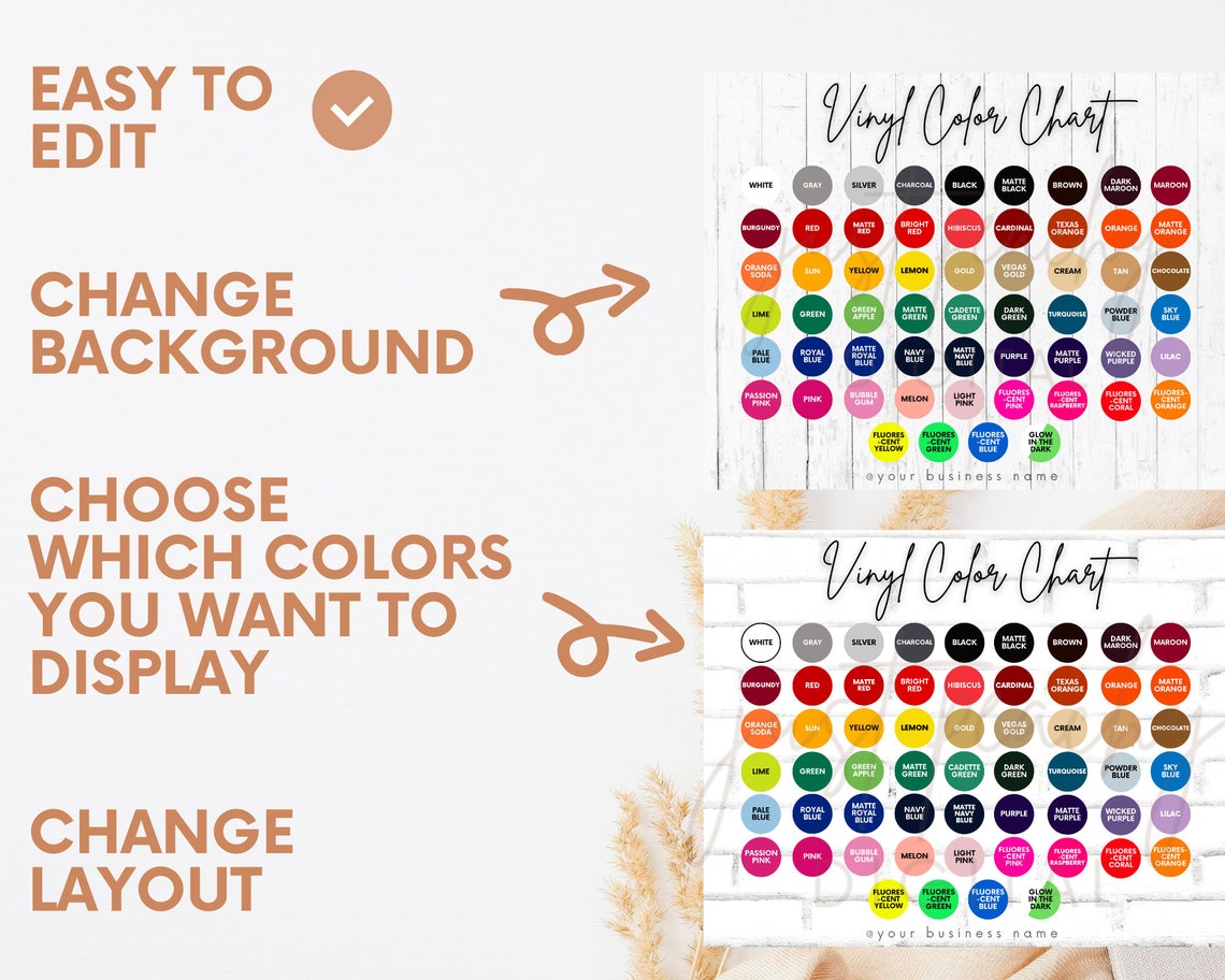 Editable Siser Easyweed HTV Color Chart Vinyl Color Chart | Etsy