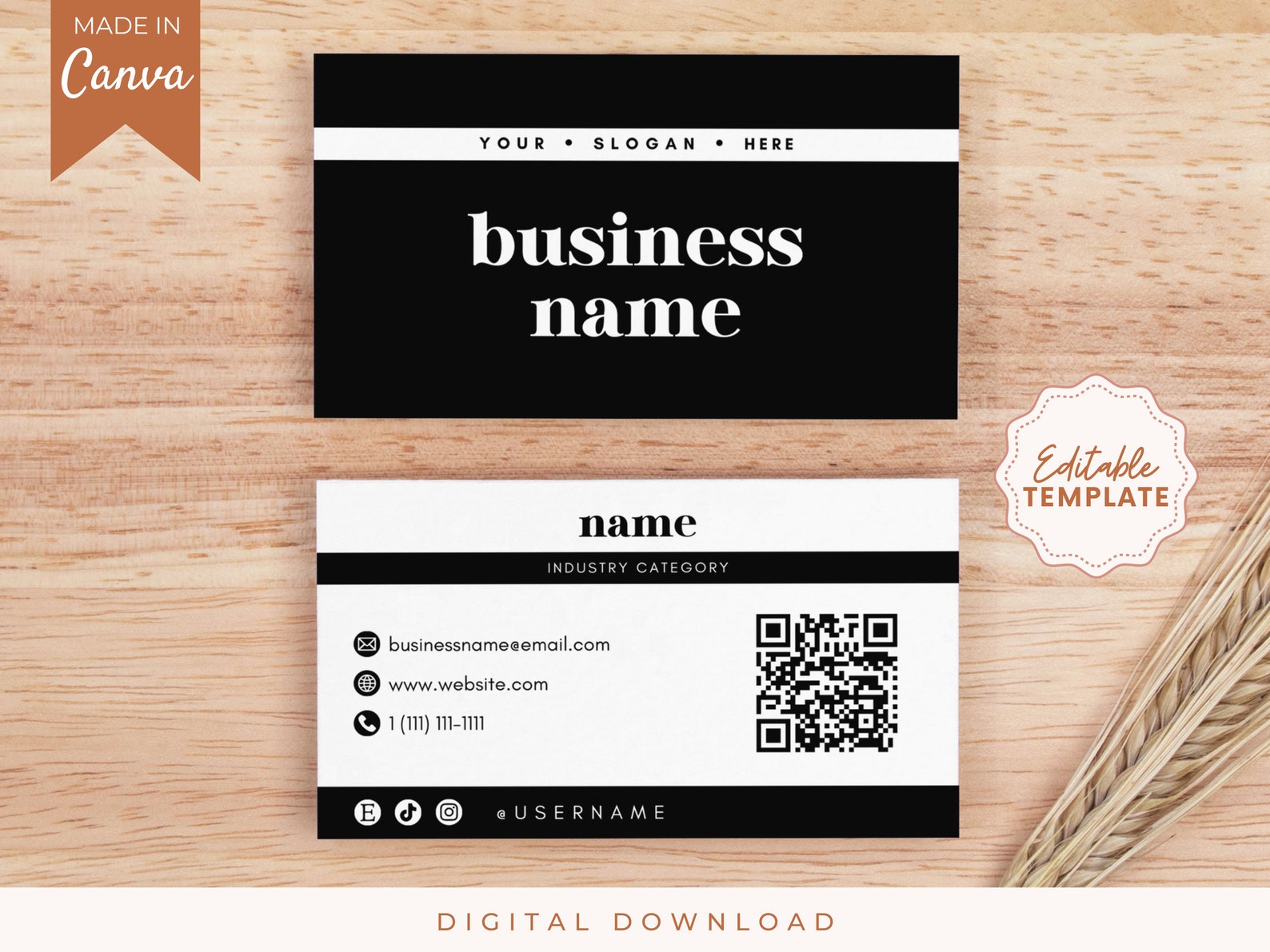 Editable Small Business Card Template, Digital Business Card Template ...