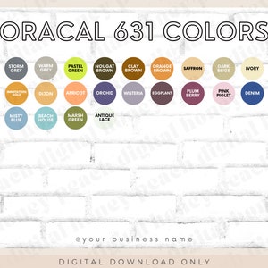Editable ORACAL 631 Color Chart Template, Custom Color Chart for Etsy ...