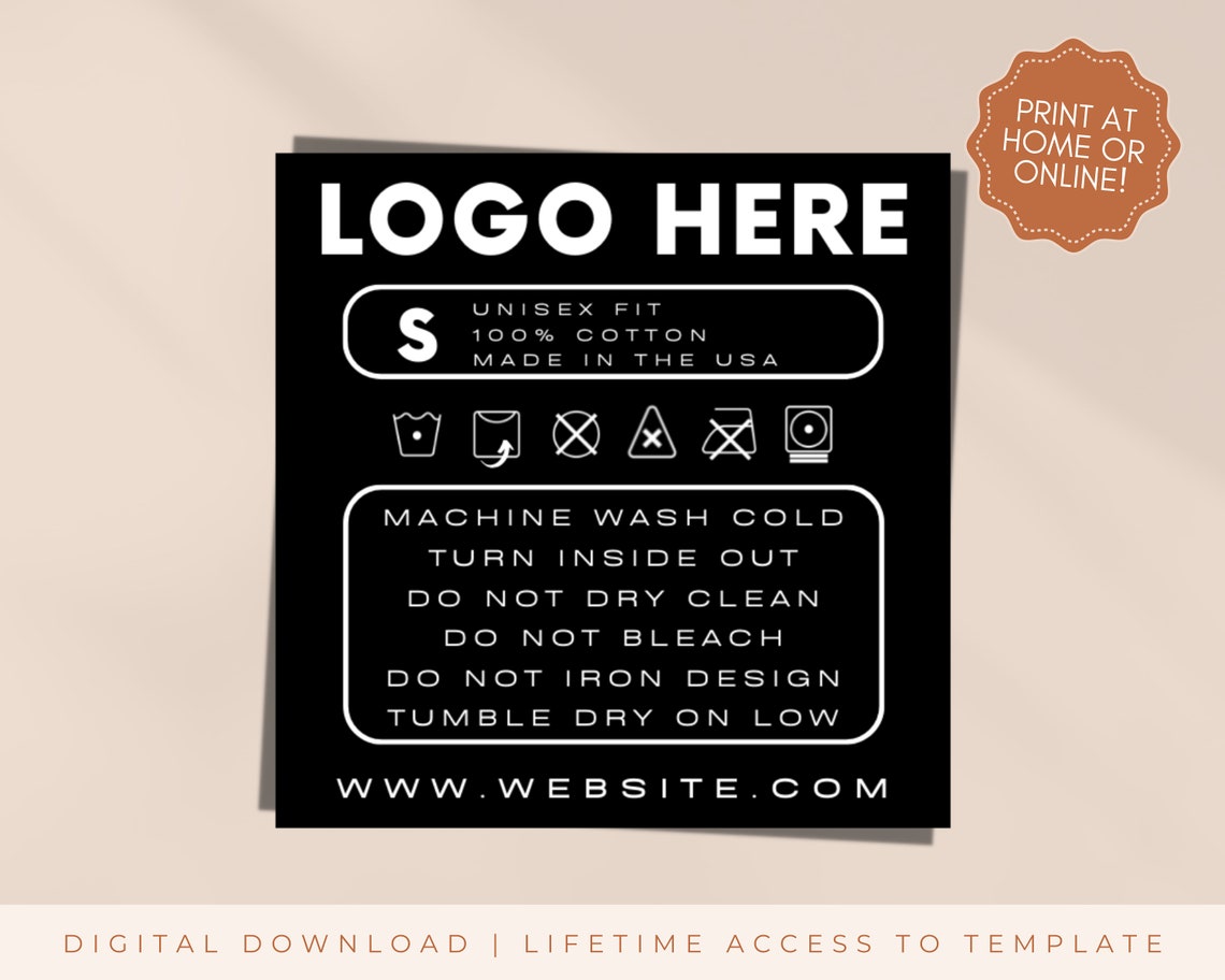 Clothing Tag Template DIY Tshirt Neck Label Tags Custom - Etsy