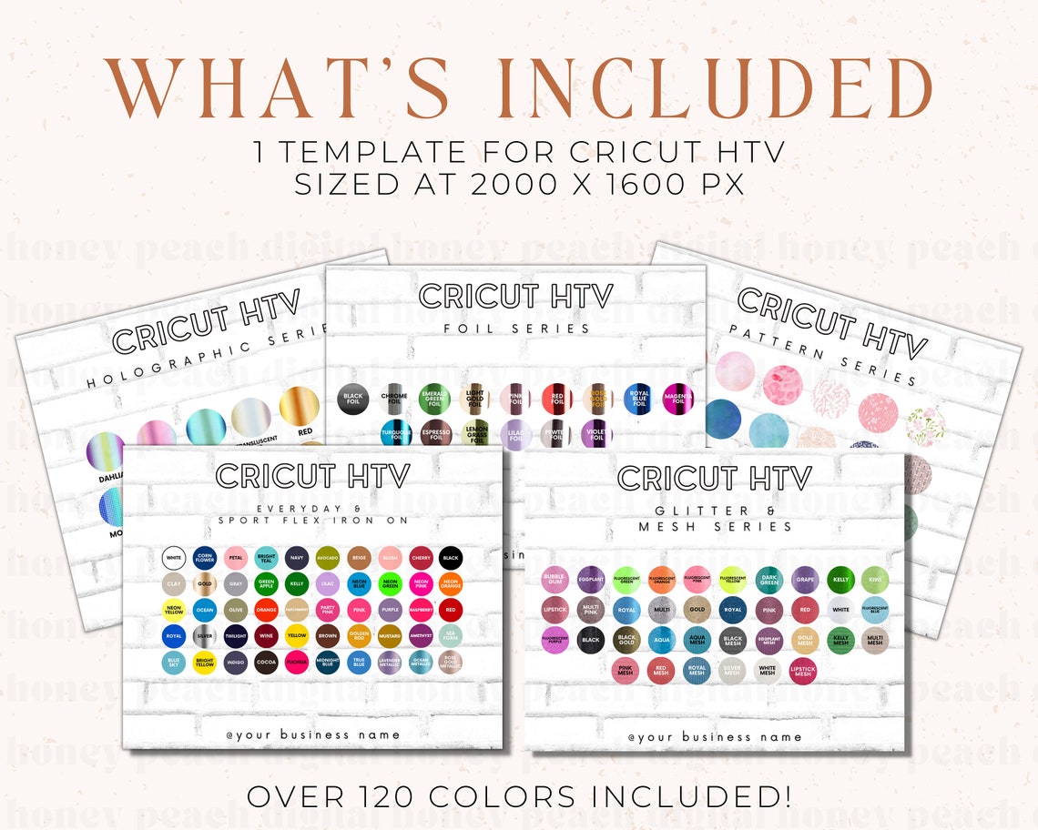 Editable Cricut HTV Color Chart Template, Vinyl Colors Mockup, Vinyl ...