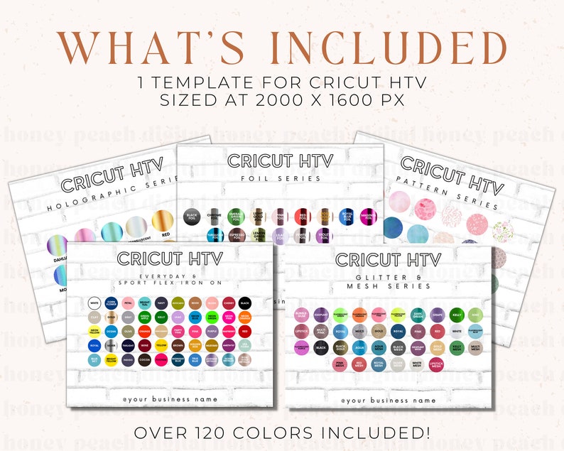 Editable Cricut HTV Color Chart Template, Vinyl Colors Mockup, Vinyl ...
