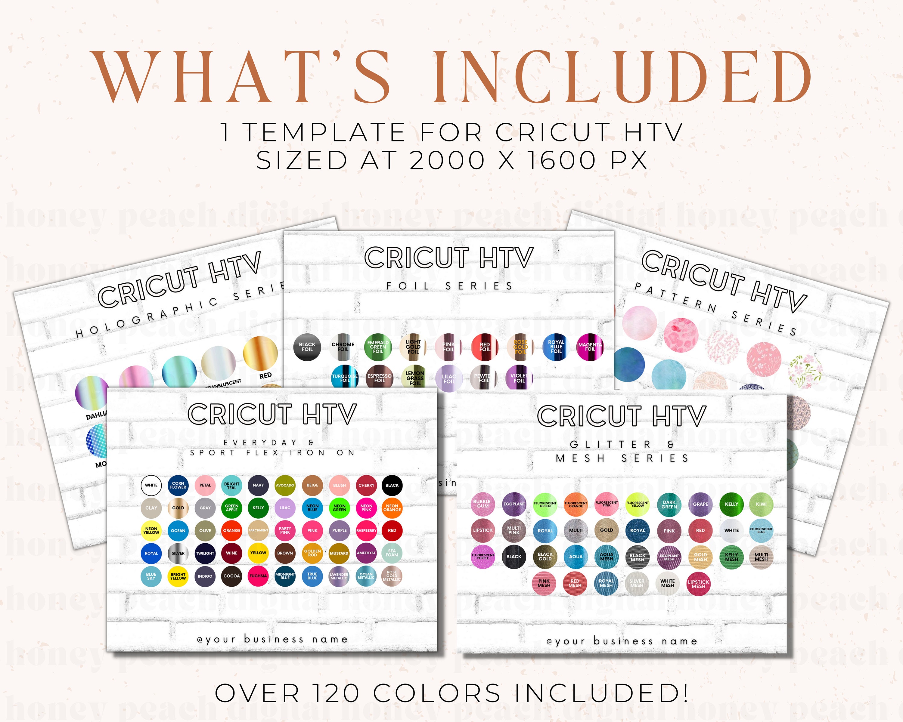 Editable Cricut HTV Color Chart Template Vinyl Colors Mockup - Etsy