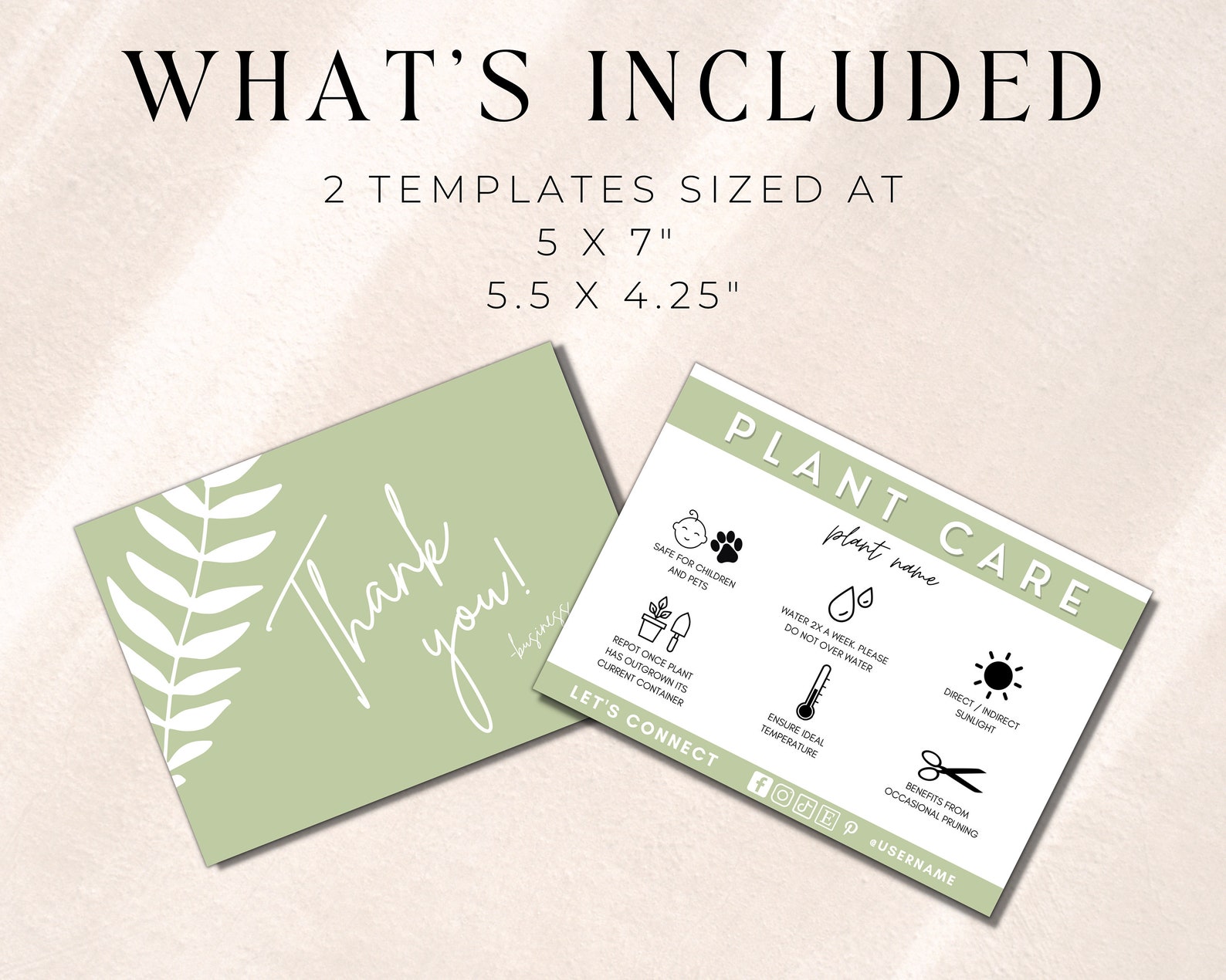 Editable Plant Care Card Template, Editable Care Card Canva Template ...