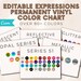 Editable Expressions Vinyl Color Chart, Permanent Vinyl Color Chart ...