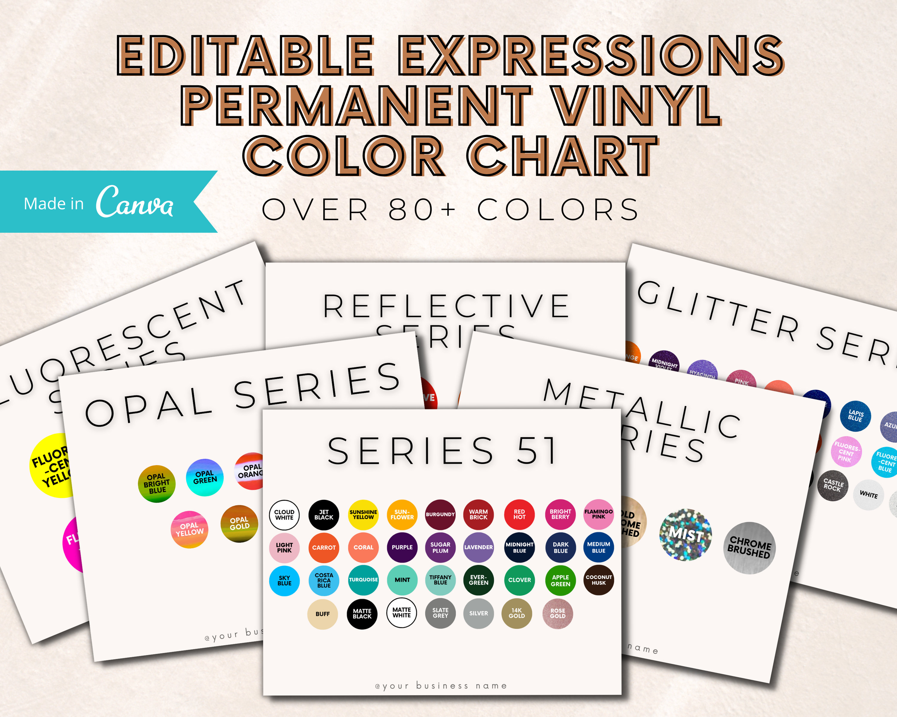 Editable Expressions Vinyl Color Chart, Permanent Vinyl Color Chart ...