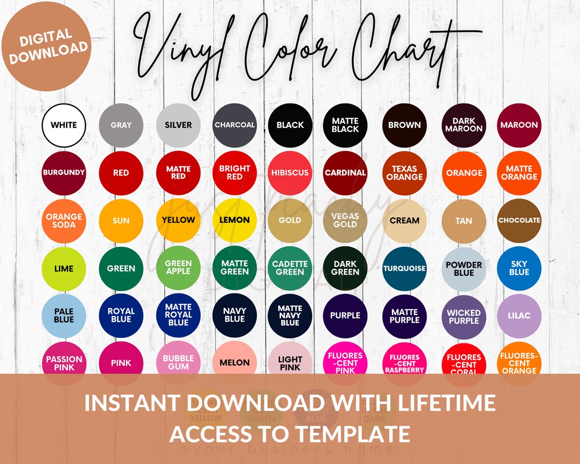 Editable Siser Easyweed HTV Color Chart Vinyl Color Chart - Etsy