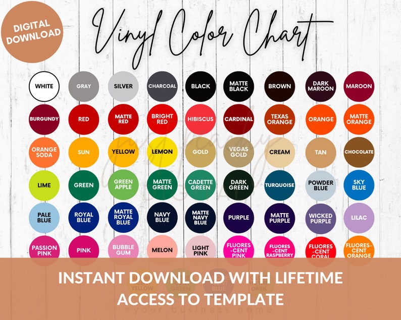 Editable Siser Easyweed HTV Color Chart Vinyl Color Chart - Etsy