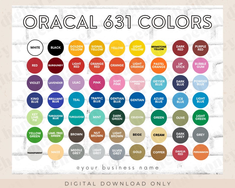 Oracal 631 Color Chart