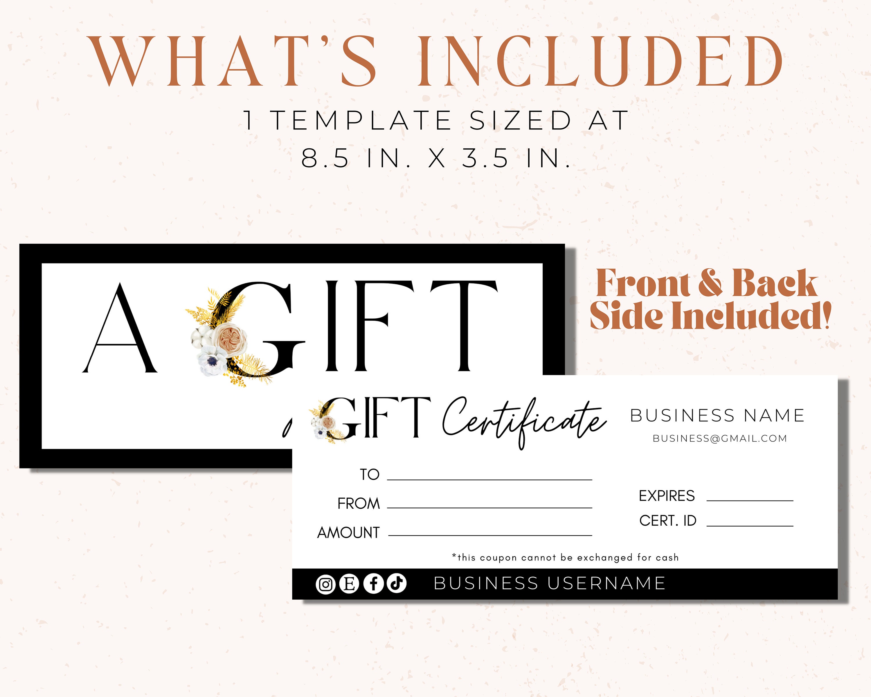 Editable Gift Certificate Template DIY Printable Gift Card | Etsy