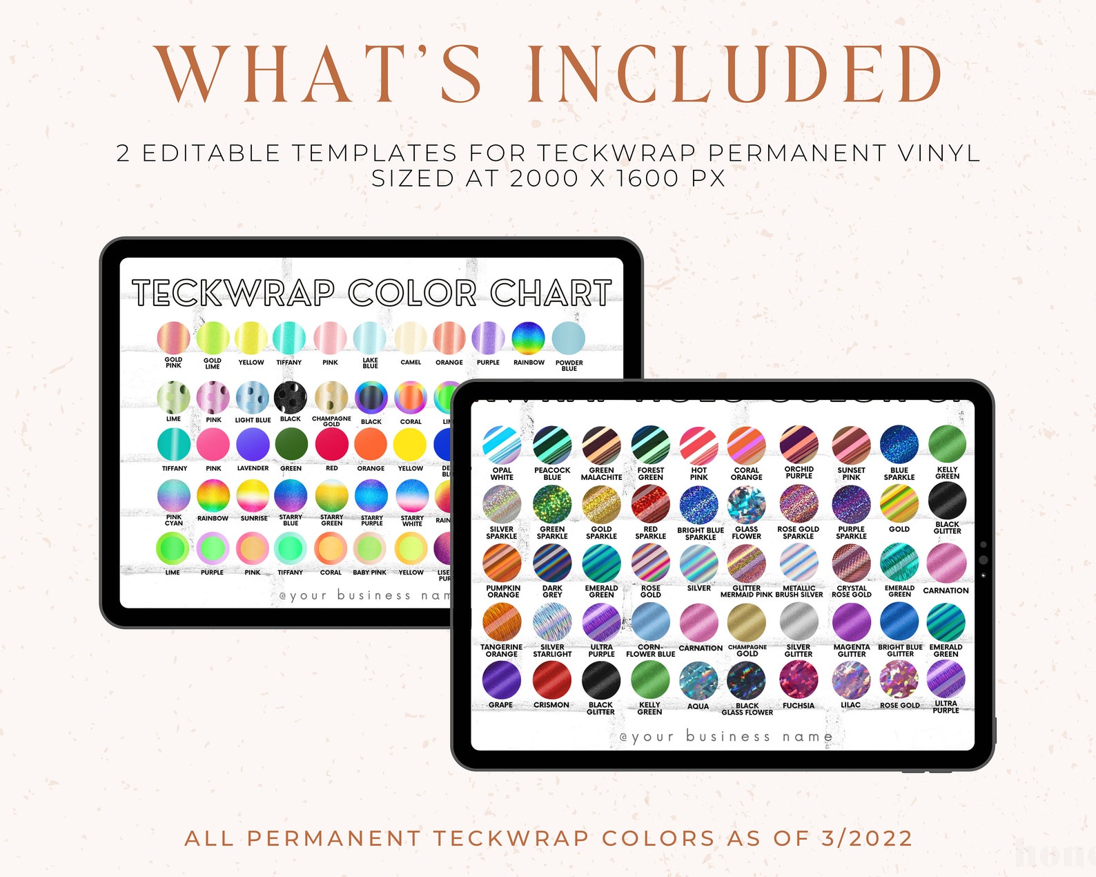 Editable Teckwrap Vinyl Color Chart Template Permanent Vinyl - Etsy