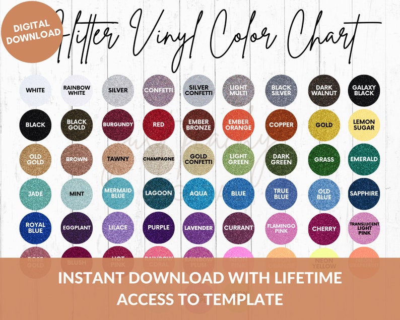 Editable Siser Glitter HTV Color Chart Vinyl Color Chart - Etsy Canada