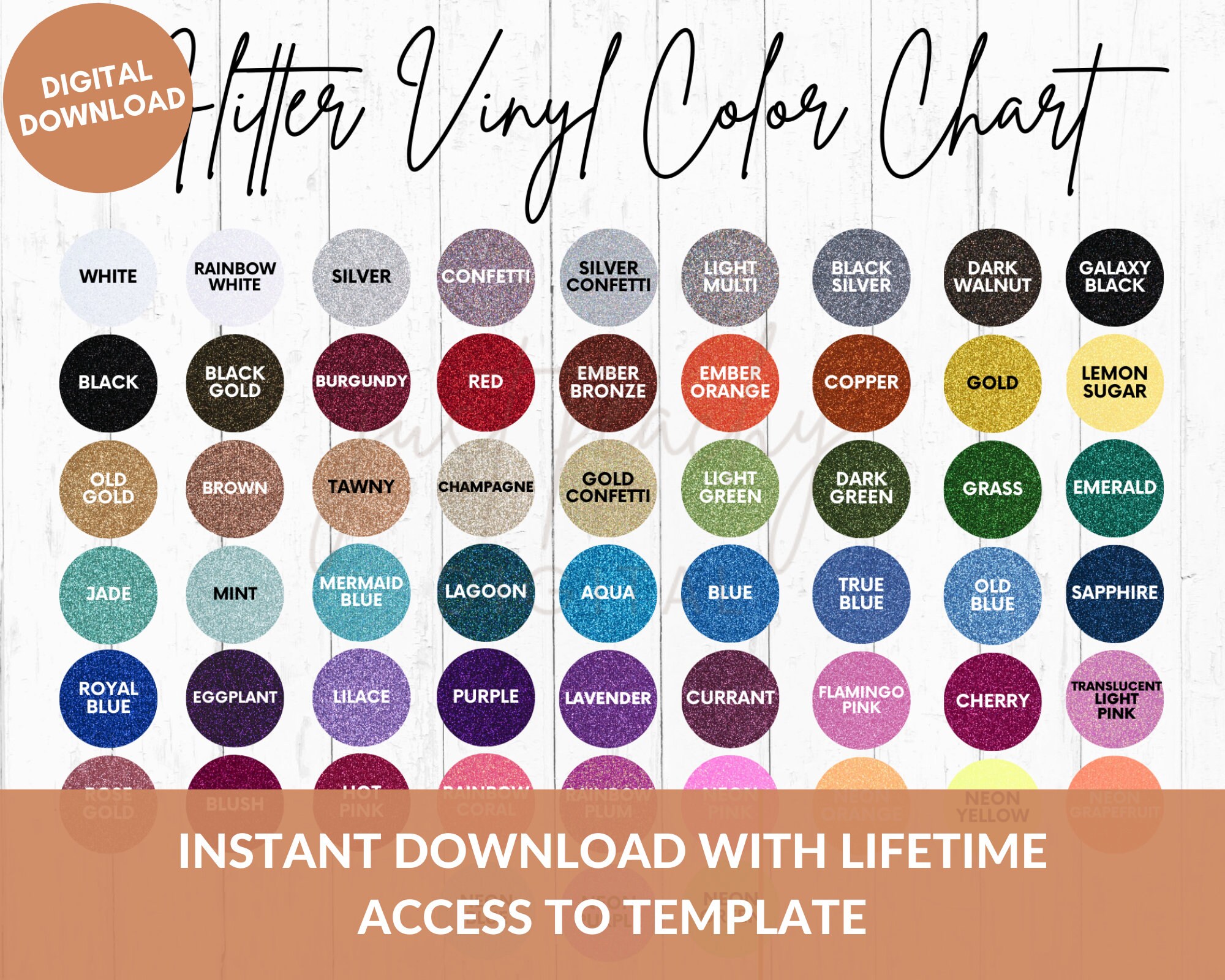Editable Siser Glitter HTV Color Chart Vinyl Color Chart - Etsy Canada