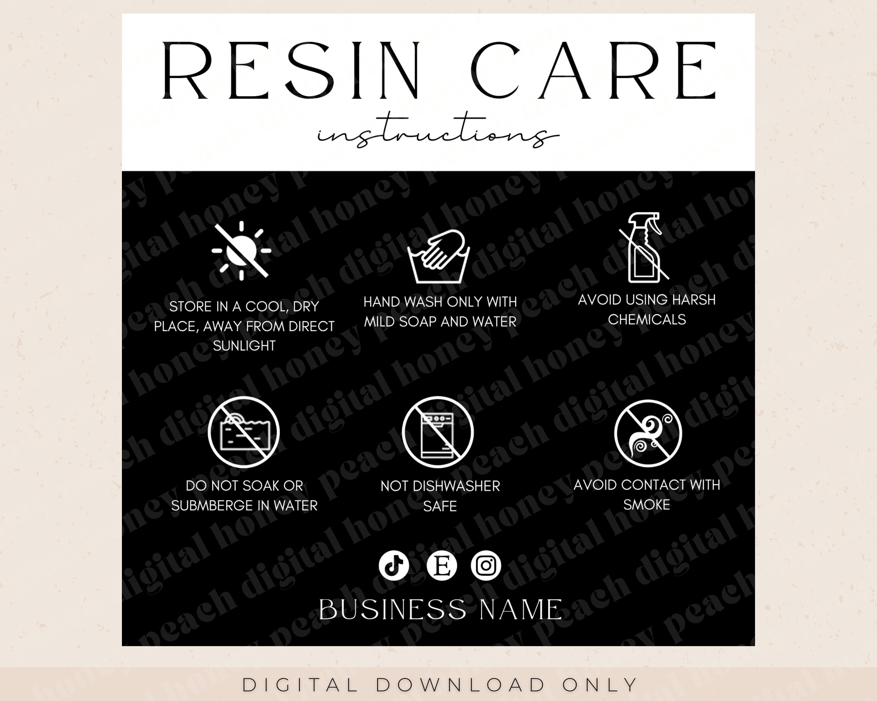 Editable Resin Care Card Template Resin Guide Canva Template | Etsy