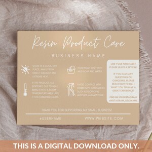 Resin Care Card Template, Resin Guide Canva Template, Simple Resin Card ...