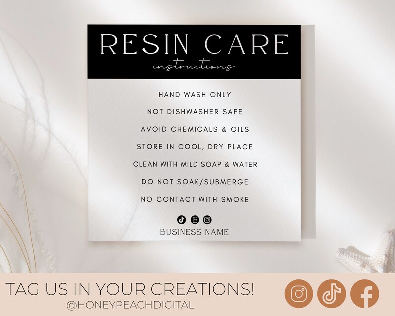 Editable Resin Care Card Template Resin Guide Canva Template | Etsy