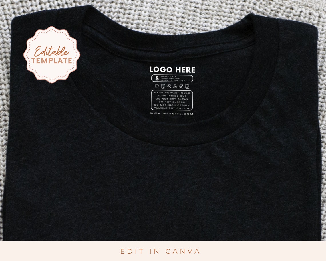 Clothing Tag Template DIY Tshirt Neck Label Tags Custom - Etsy