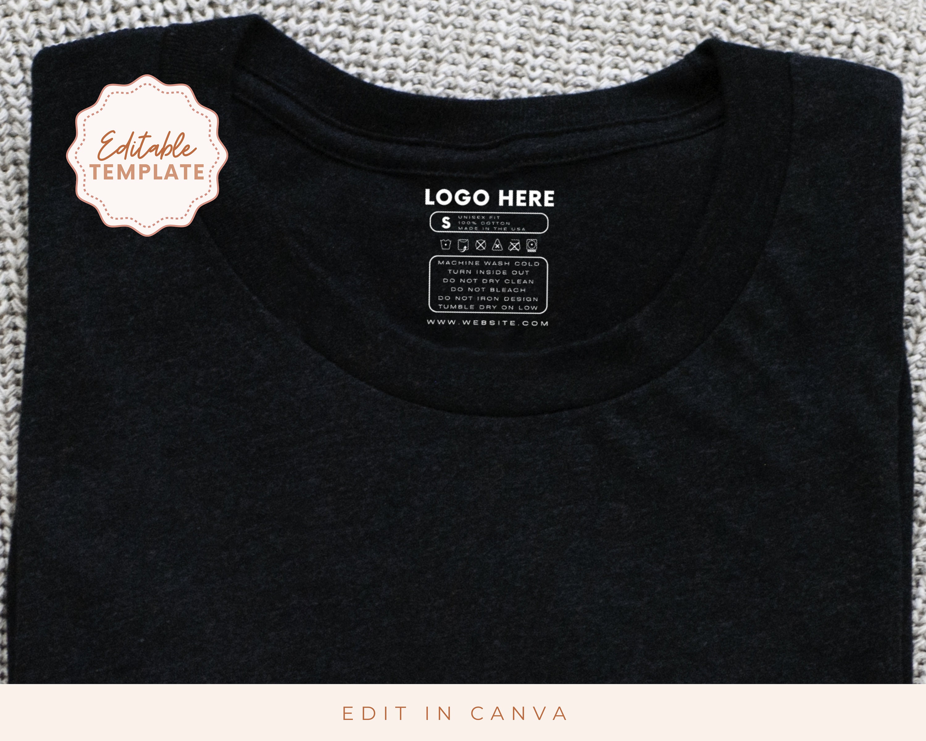 Clothing Tag Template DIY Tshirt Neck Label Tags Custom - Etsy