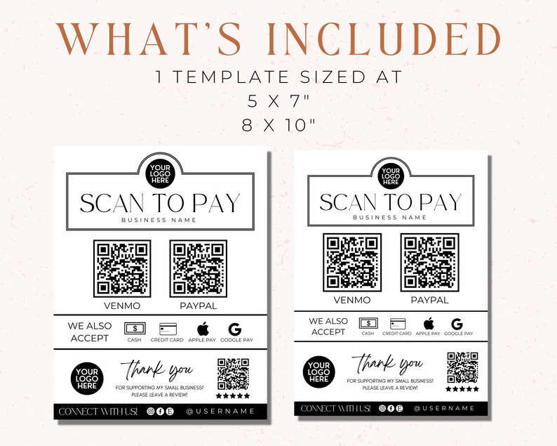Editable Scan to Pay Sign Template Minimalist QR Code Sign - Etsy