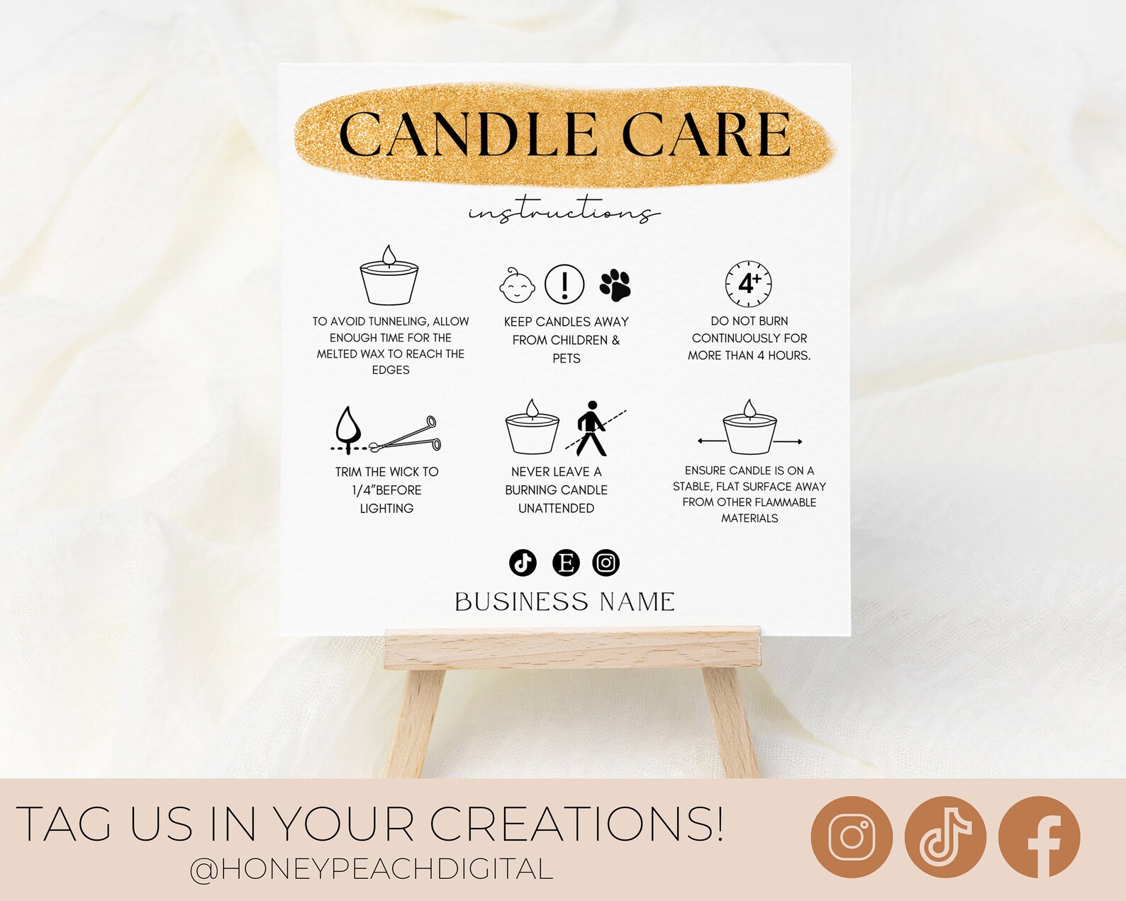 Editable Candle Care Card Customizable Candle Card Template - Etsy