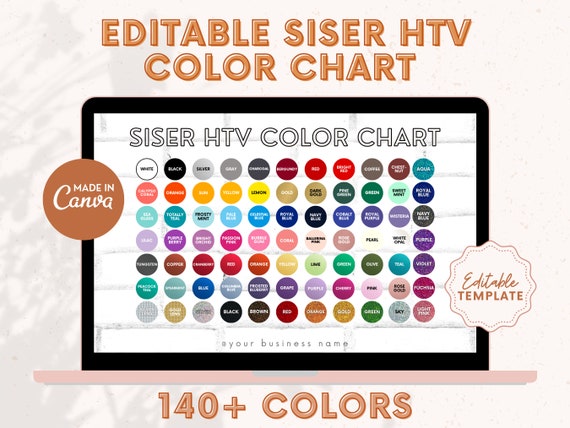 Editable Siser HTV Vinyl Color Chart Vinyl Colors Mockup - Etsy