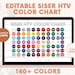 Editable Siser HTV Vinyl Color Chart, Vinyl Colors Mockup, Vinyl Color ...