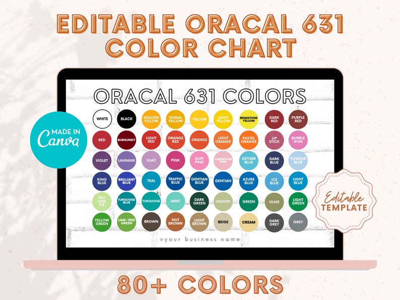 Editable ORACAL 631 Color Chart Template Custom Color Chart - Etsy