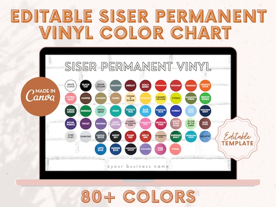 Editable Siser Permanent Vinyl Color Chart Vinyl Colors - Etsy