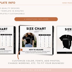 3001 Size Chart Template, Editable Bella Canvas Mockup Size Chart, POD ...