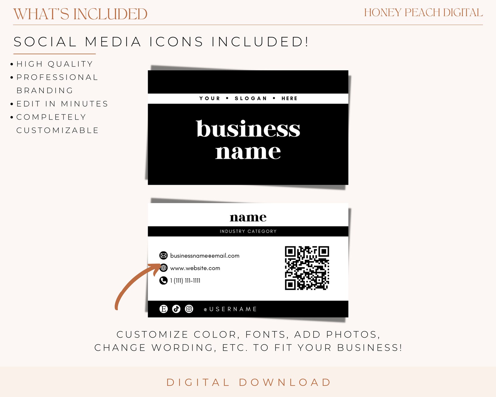 Editable Small Business Card Template Digital Business Card - Etsy