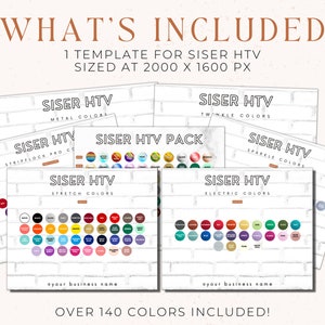 Editable Siser HTV Vinyl Color Chart, Vinyl Colors Mockup, Vinyl Color ...