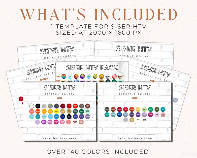 Editable Siser HTV Vinyl Color Chart, Vinyl Colors Mockup, Vinyl Color ...