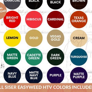 Editable Siser Easyweed HTV Color Chart, Vinyl Color Chart Editable ...